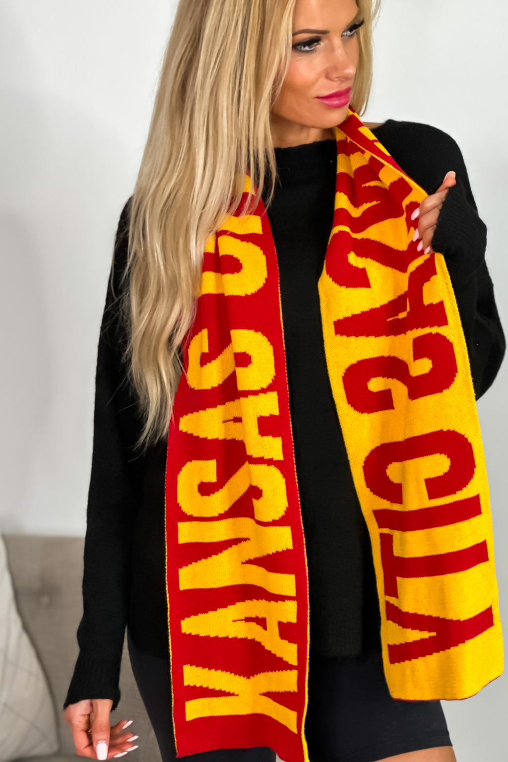 Town Pride KC KC KC Game Day Scarf : Red/Natural – TeaElla